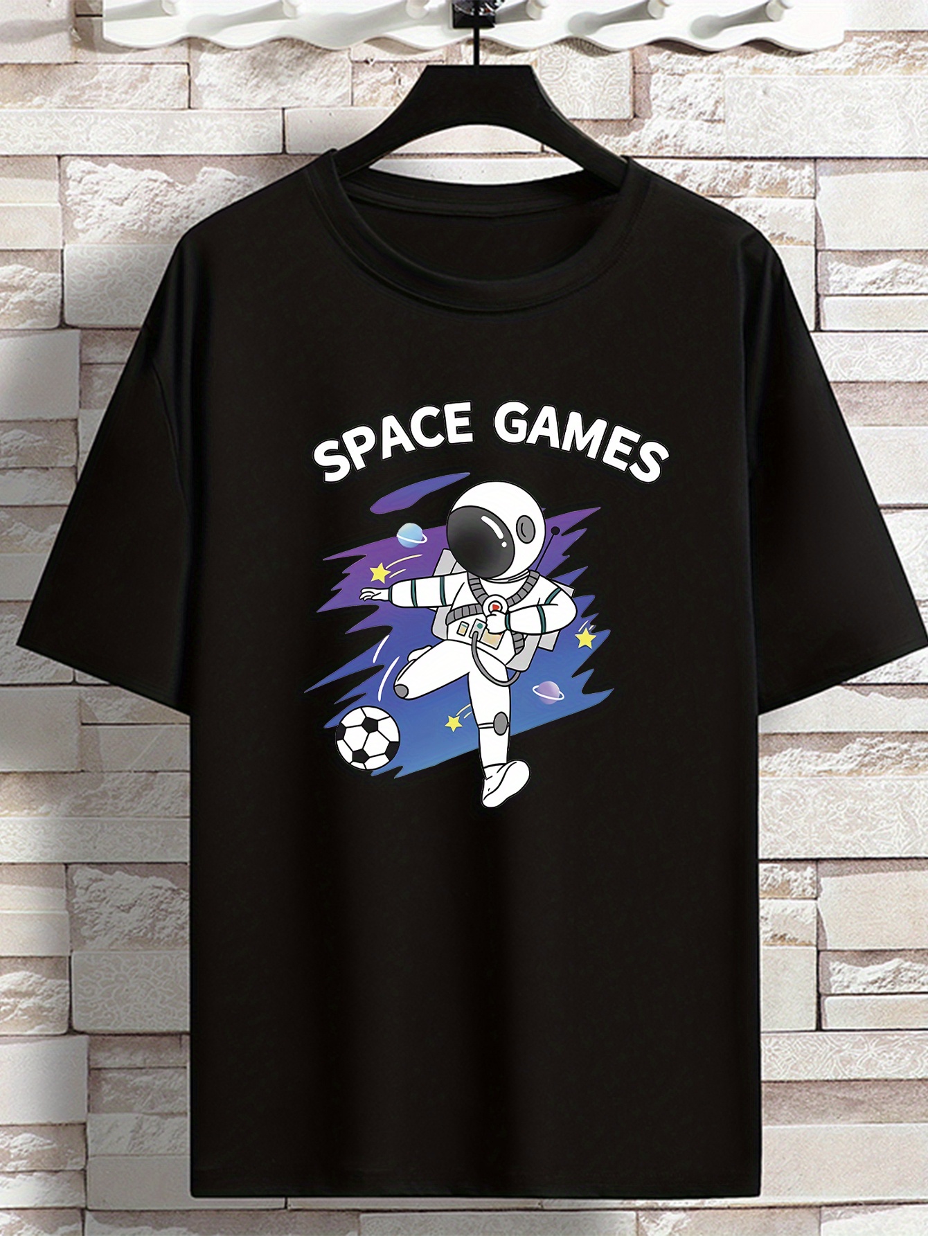 Plus Size Men's Trendy Space Football Graphic Tees Comfy - Temu United ...