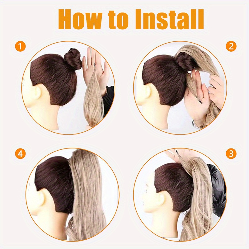 Curly Wavy Synthetic Ponytail Extensions Long Flexible Wrap - Temu ...