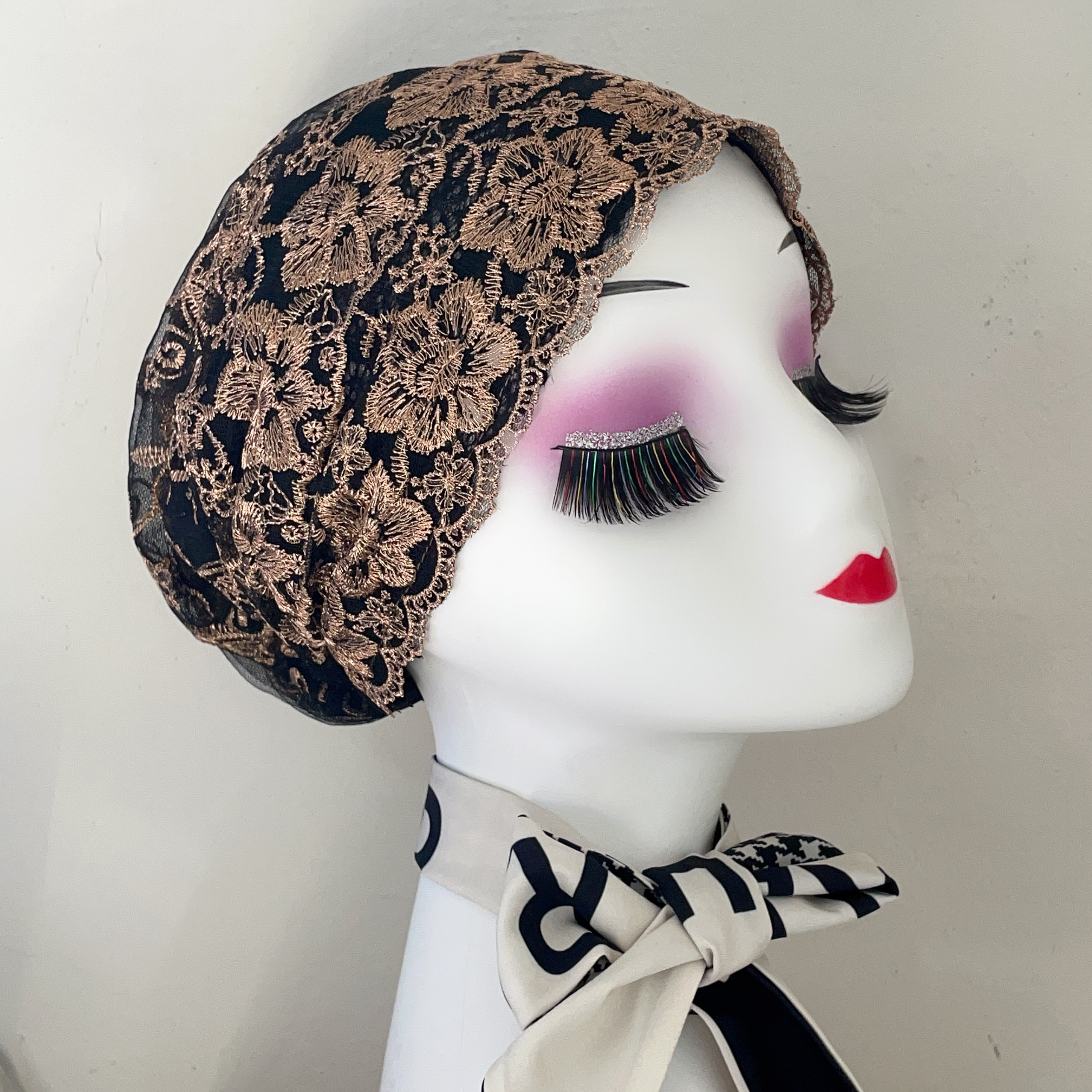 Lace Flower Embroidery Turban Cap Vintage Double Layer Hijab - Temu