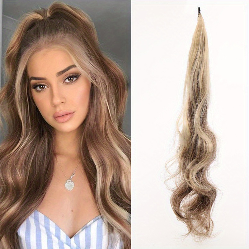 Curly Wavy Synthetic Ponytail Extensions Long Flexible Wrap - Temu ...