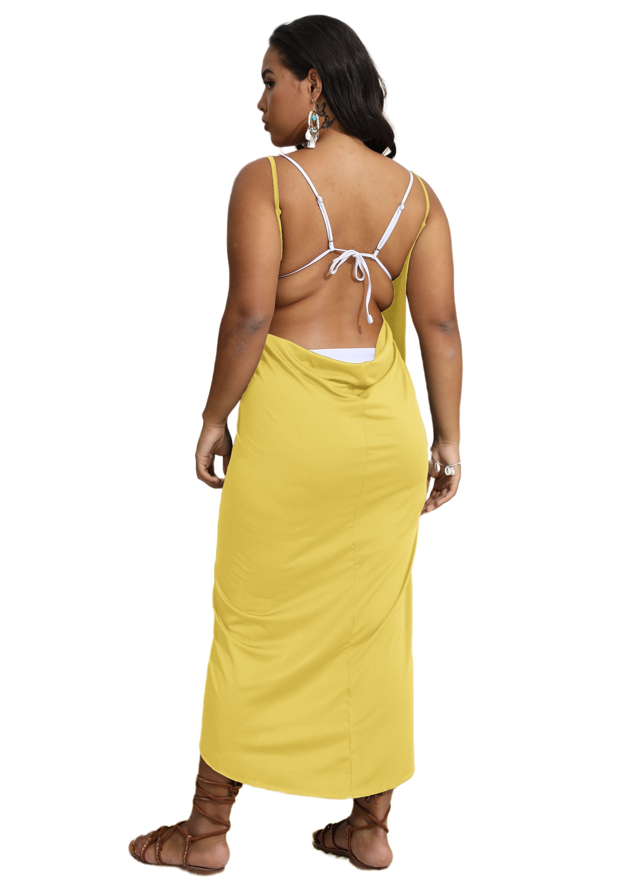 Plus Size Sexy Wrap Dress Womens Plus High Split Solid Temu