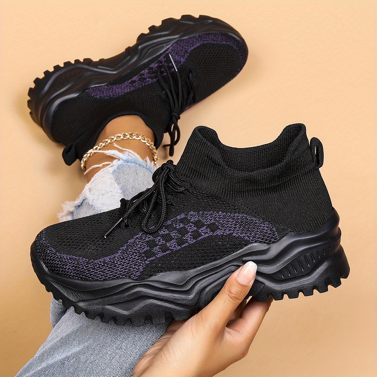 Chaussures Sport À Plateforme Femmes Chaussures Course À - Temu France