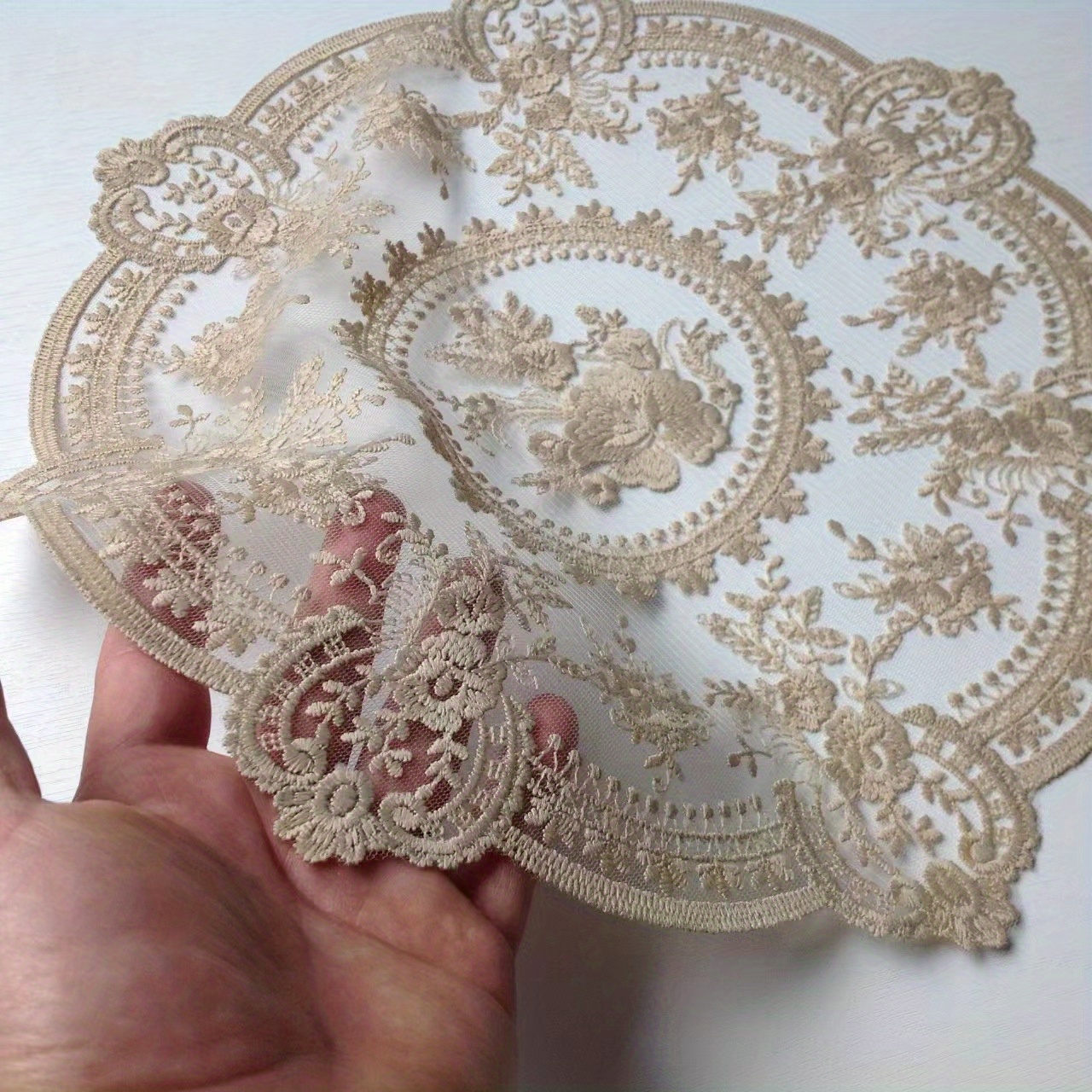 White Lace Embroidered Doily Vintage Crochet Floral Hollow - Temu ...
