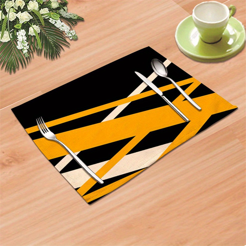 Geometric Printed Linen Placemats Color Contrast Washable - Temu Ireland