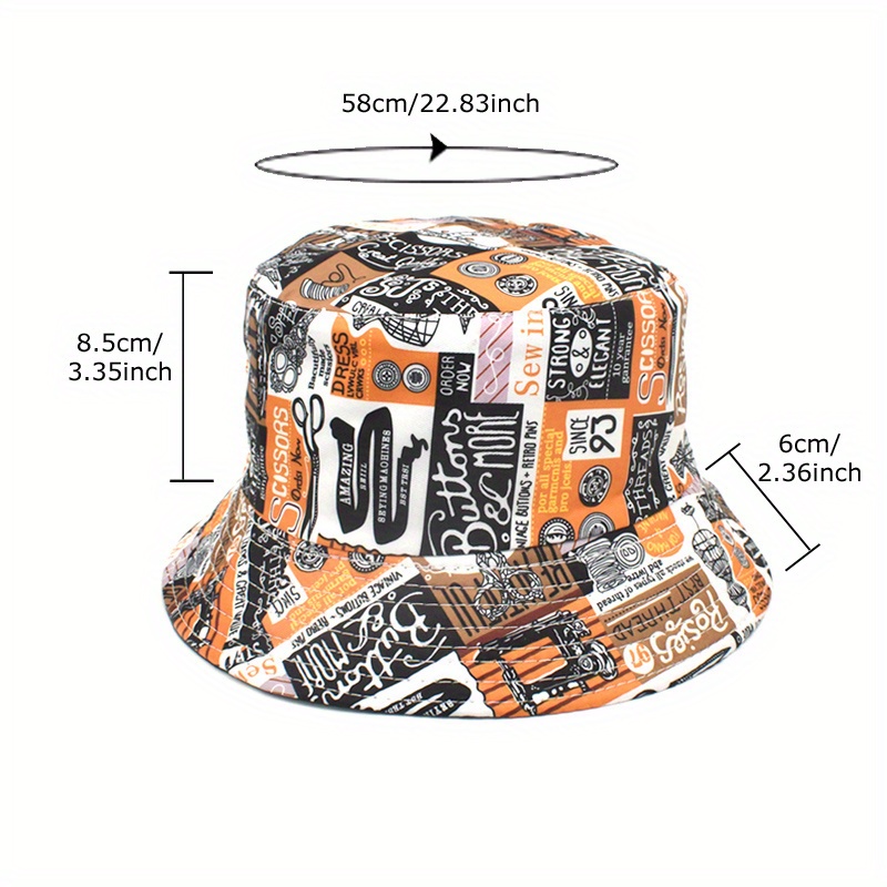 Hip Hop Graffiti Bucket Hat Printed Trend Reversible Travel - Temu ...