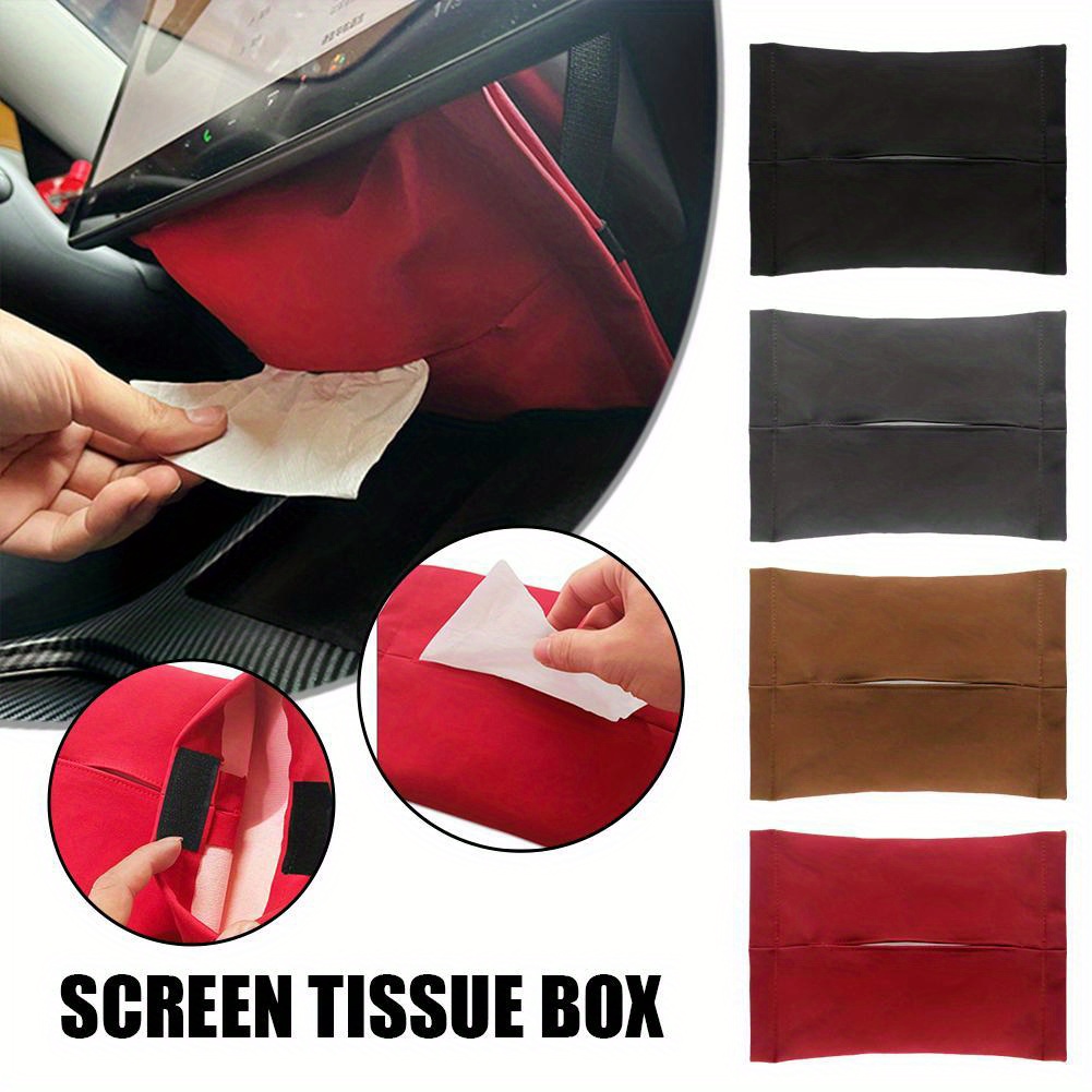 Car Hidden Tissue Holder Box Tesla S X Y Suede Armrest Seat Back Napkin ...