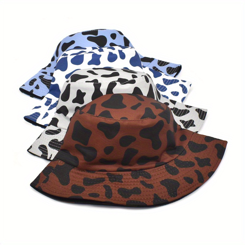 Cow Print Bucket Hat Reversible Travel Beach Hats Unisex - Temu Norway