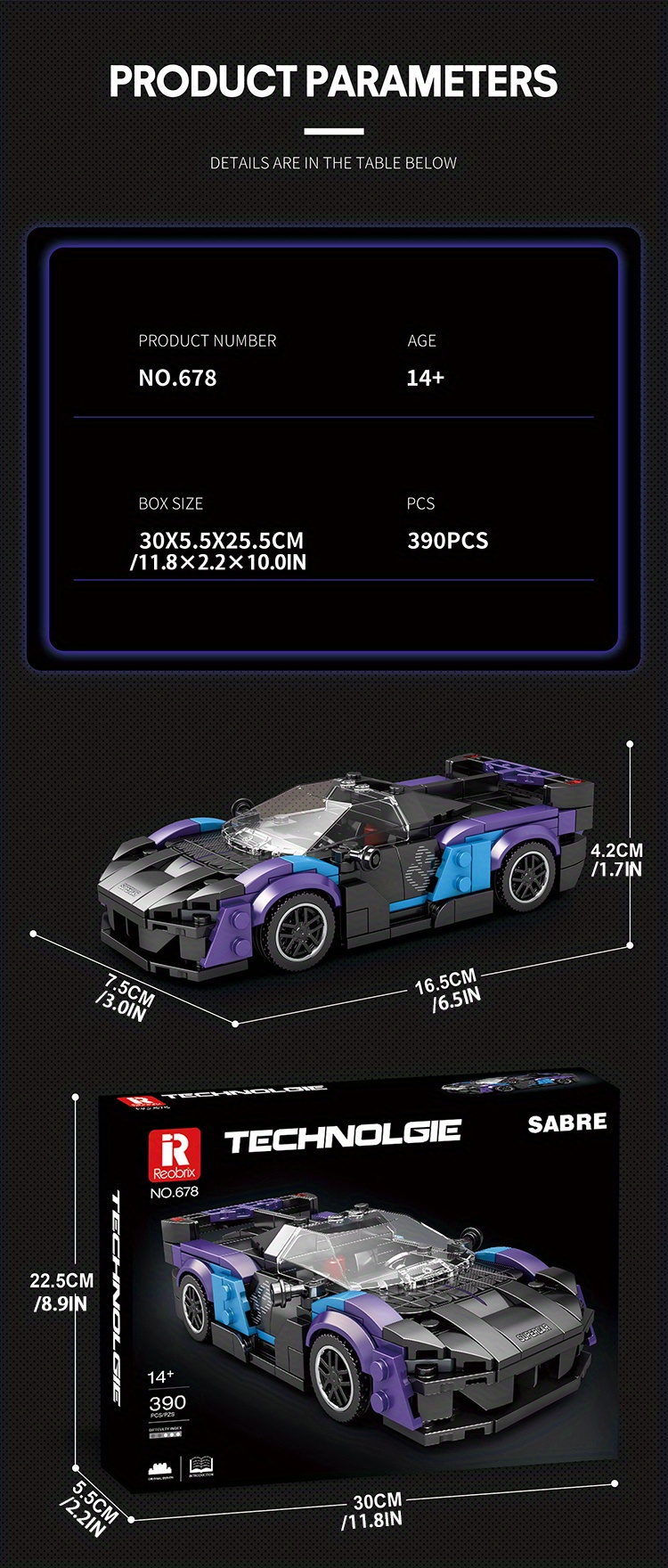 390pcs Reobrix Assembled Building Blocks Toy City Car Model Speed ...