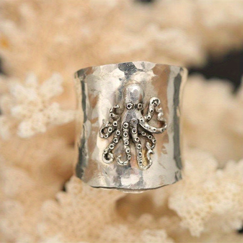 Octopus Shape Pattern Band Ring Hip Hop Style Finger Jewelry - Temu ...