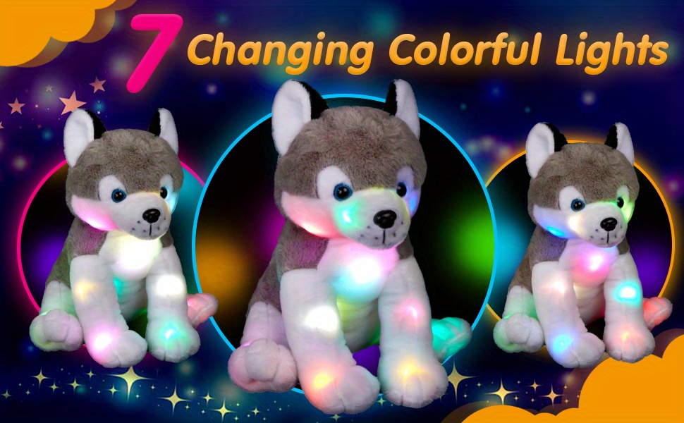 Glow Sitting Pose Husky Plush Toy Soft Cute Stuffed Animal - Temu