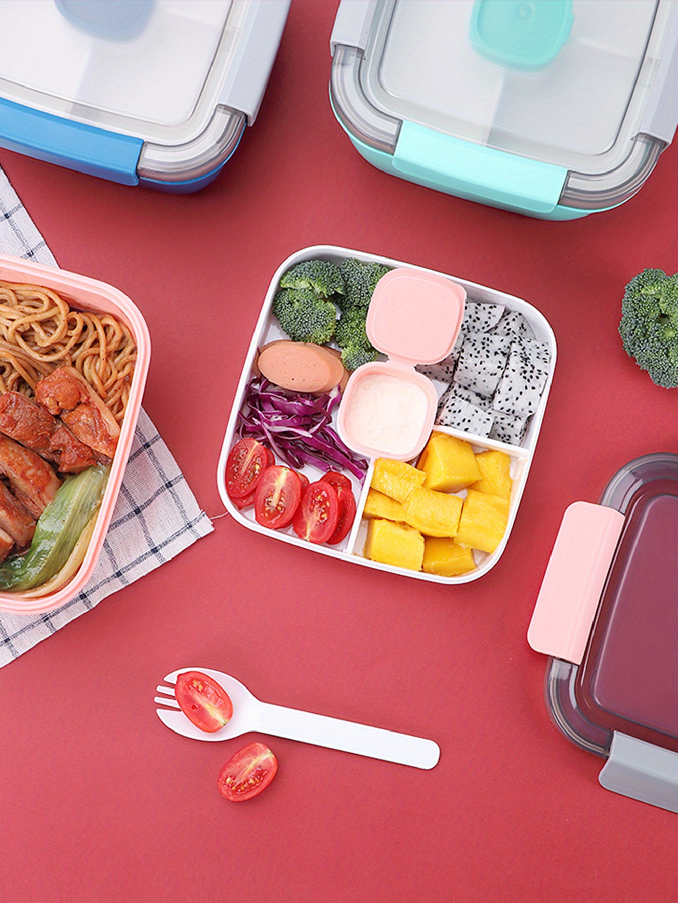 Lunch Box Plastic Bento Box 2 Tiers 3 Compartment Large - Temu Norway