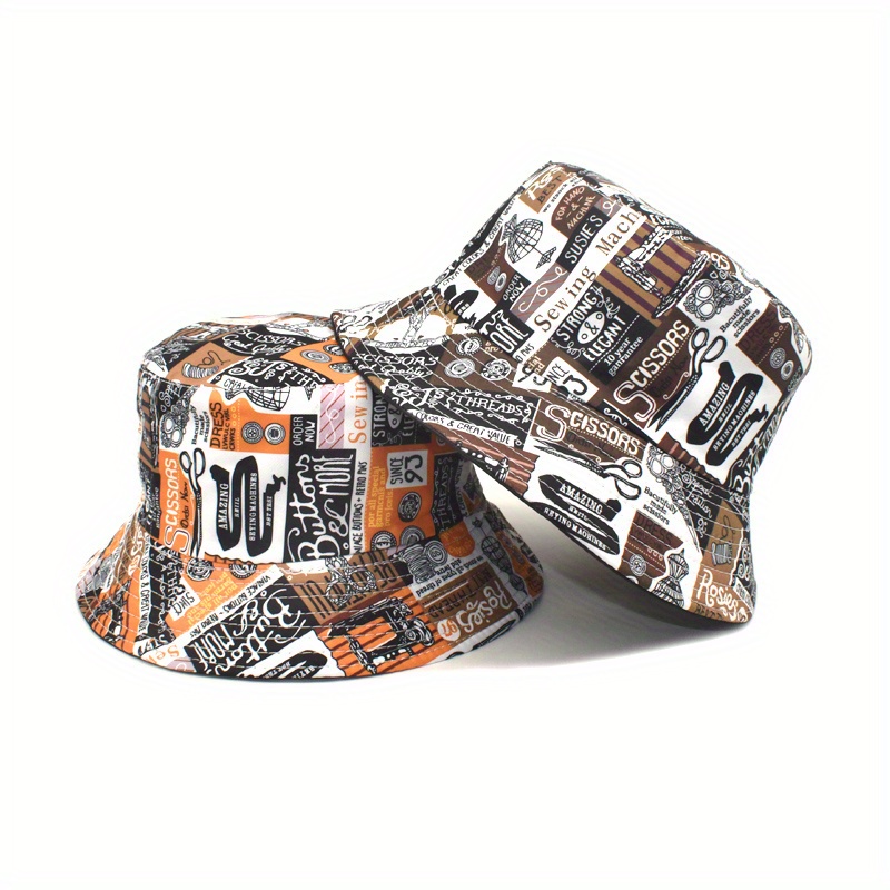 Hip Hop Graffiti Bucket Hat Printed Trend Reversible Travel - Temu ...