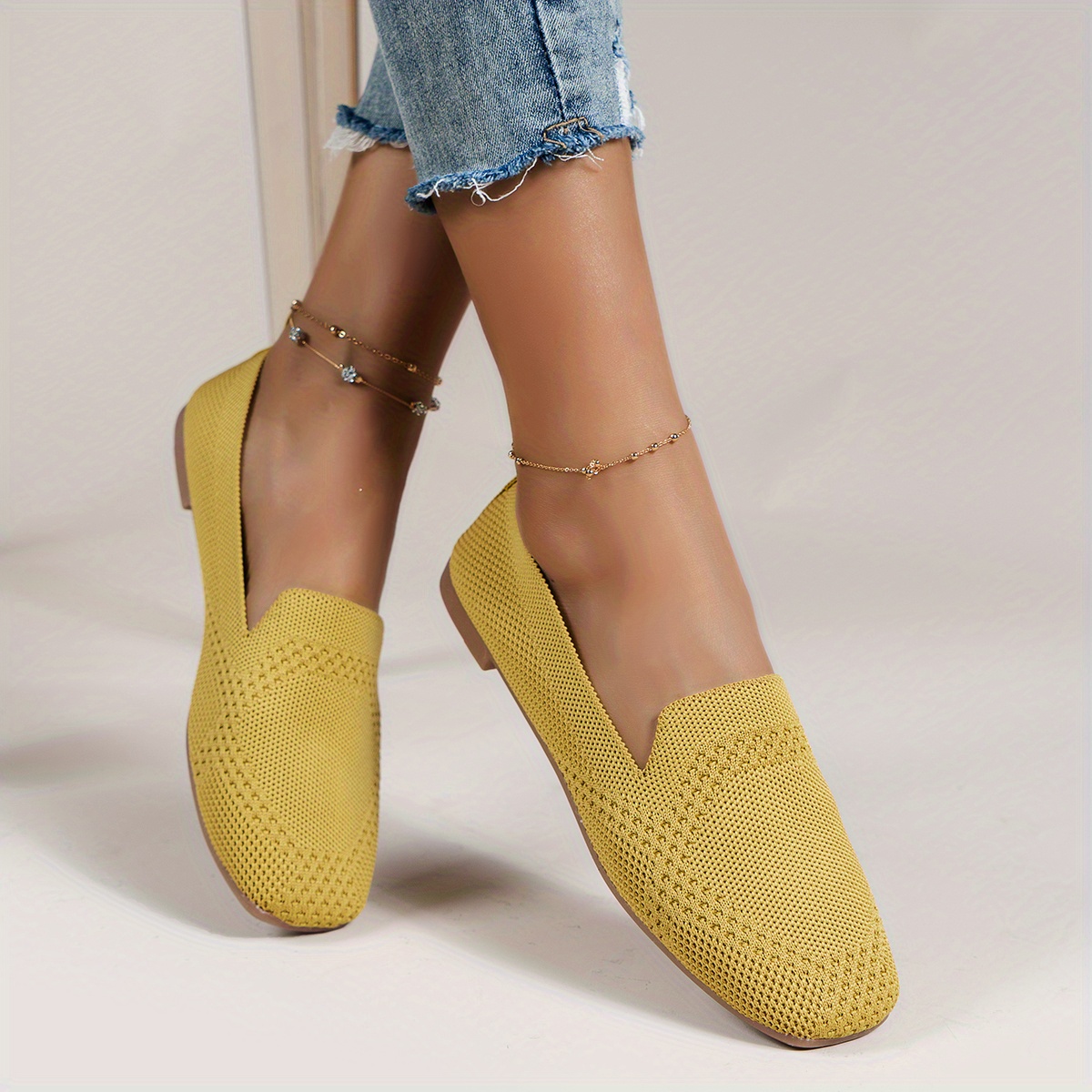 Women's Breathable Knit Flat Shoes Lightweight Closed Toe - Temu Portugal