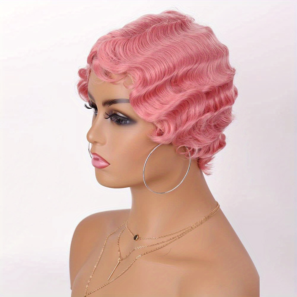 Colored Synthetic Short Finger Wave Wigs Ocean Wave Hair - Temu United ...