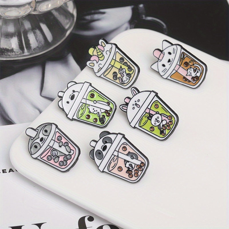 kawaii cute milk tea brooch pin panda rabbit etc animal - Temu Australia