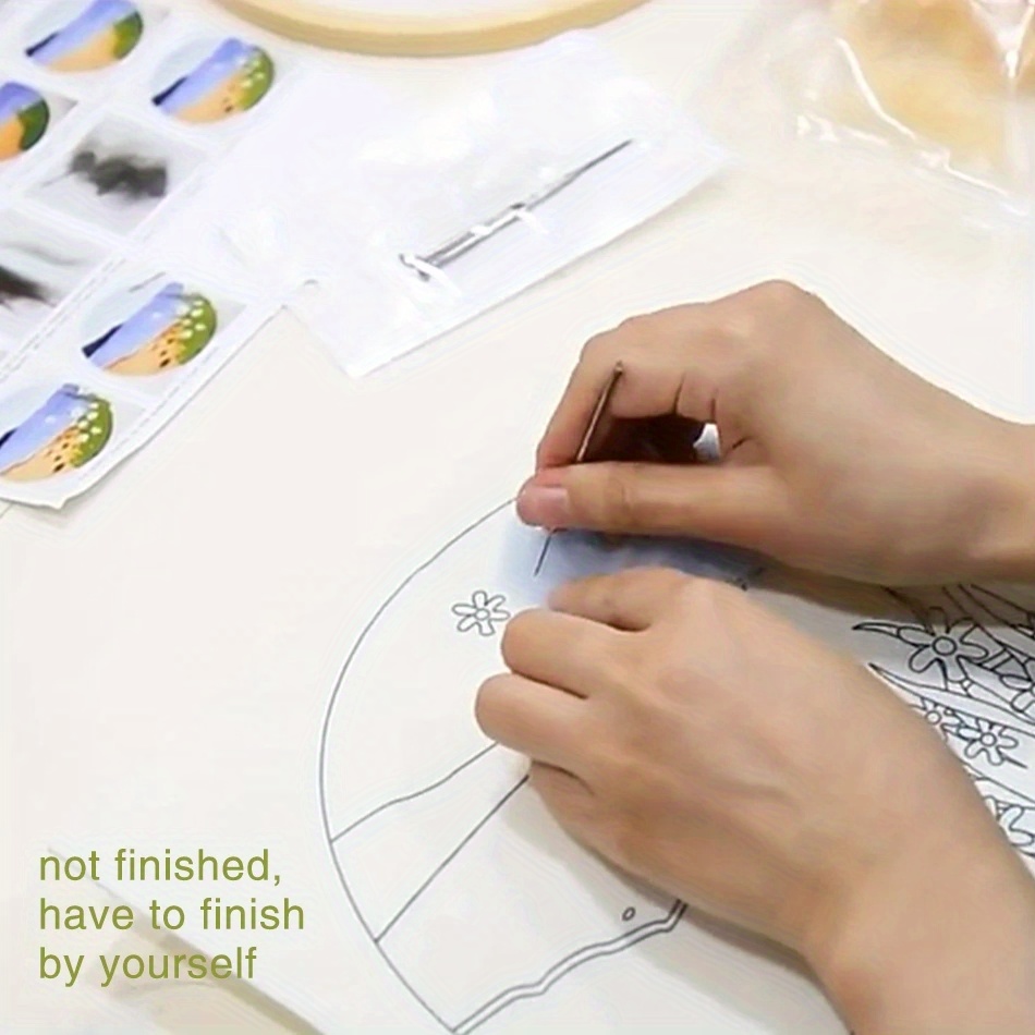 1 pack diy painting with embroidery frame kit modern diy felt crafts ...