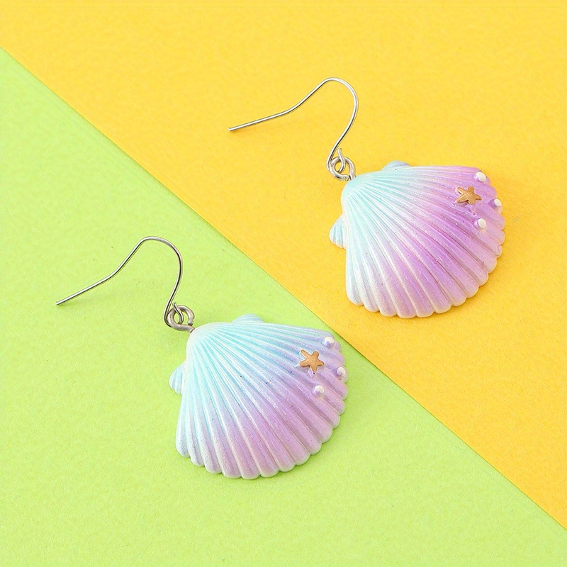Resin Shell Drop Earrings Fashionable Shell Decor Earrings - Temu ...