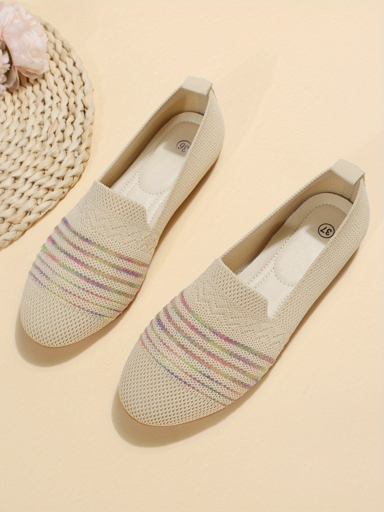 women's knitted flat shoes comfy soft sole slip shoes casual - Temu New ...