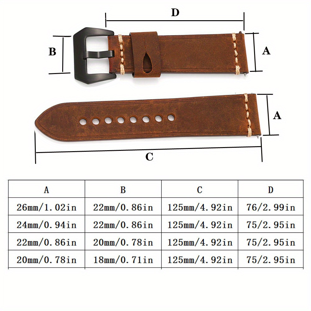 Retro Leather Watch Band Crazy Horse Leather Vintage Oil - Temu