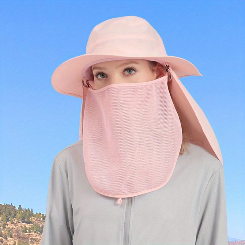 Sun Protection Bucket Hat Breathable Mesh Mask Quick Drying - Temu ...