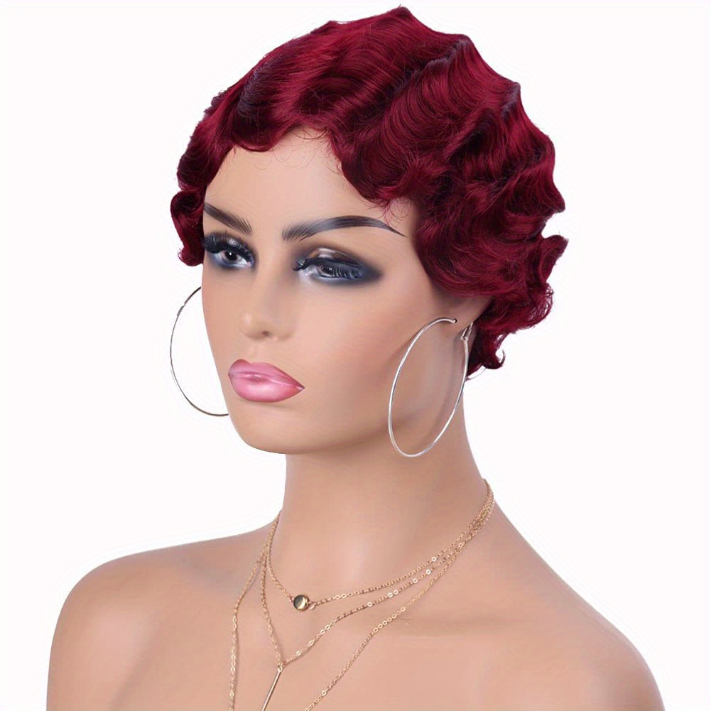 Colored Synthetic Short Finger Wave Wigs Ocean Wave Hair - Temu United ...