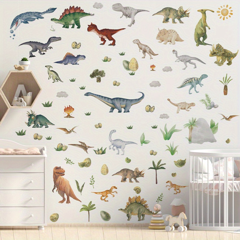 cartoon dinosaur sticker coconut tree dinosaur egg kids room - Temu ...
