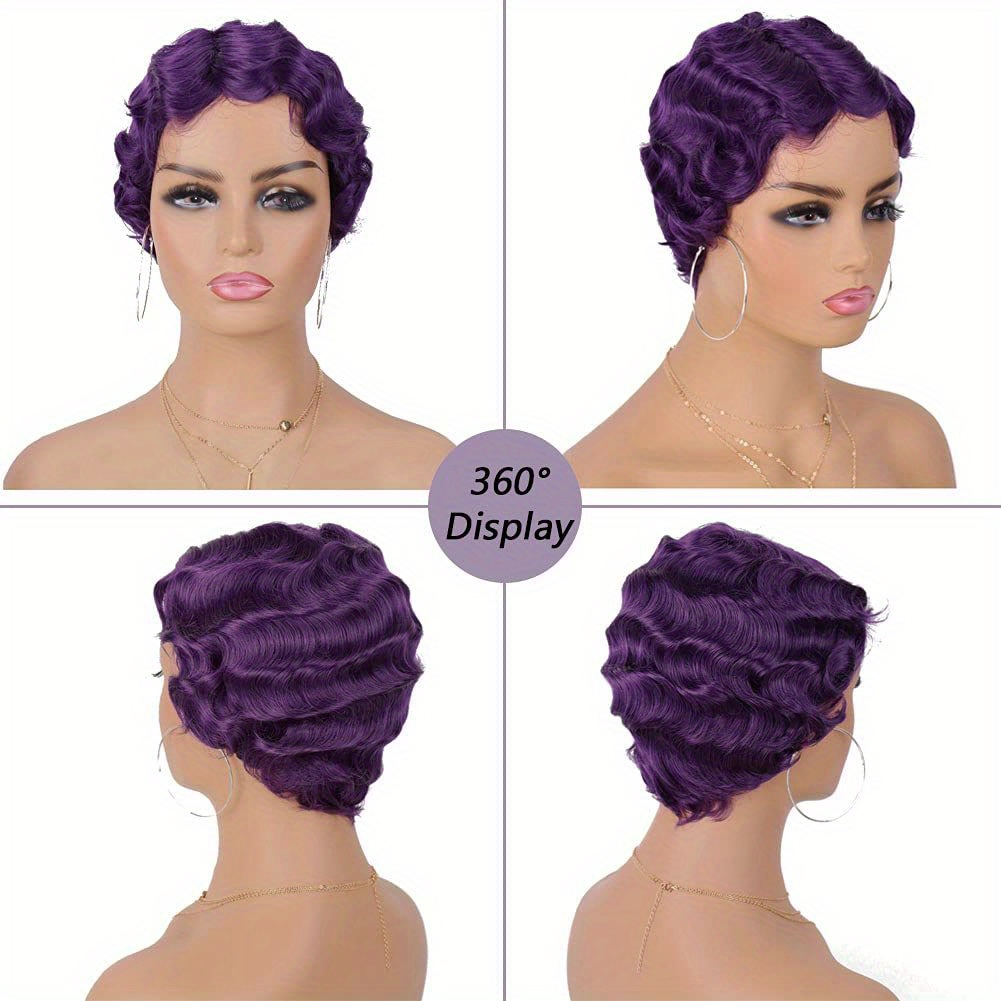 Colored Synthetic Short Finger Wave Wigs Ocean Wave Hair - Temu United ...