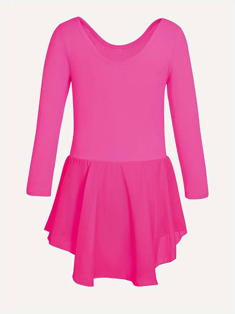 Girls One Piece Compression Gymnastics Ballet Suit Chiffon Temu