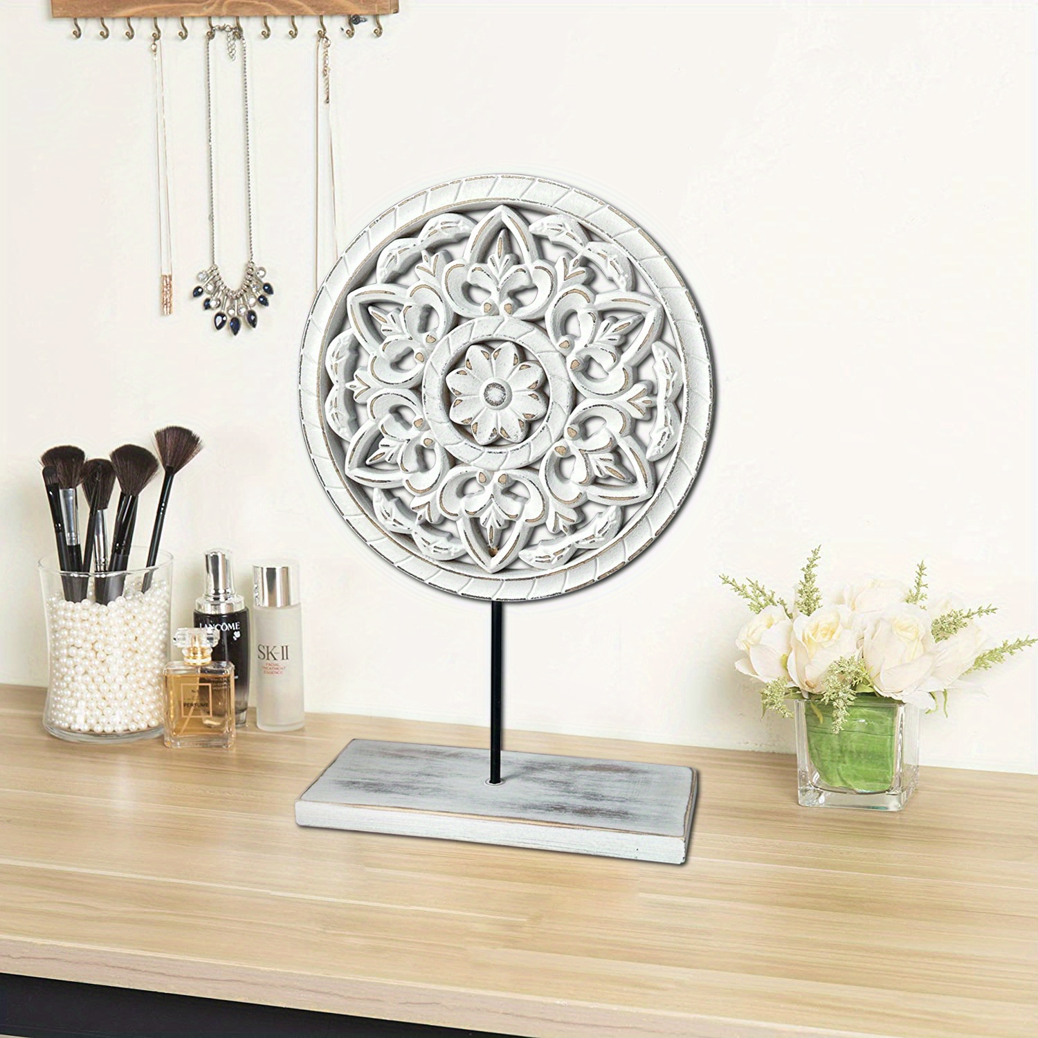 Wooden Round Carved Openwork Medallion Sculpture Rustic - Temu Germany