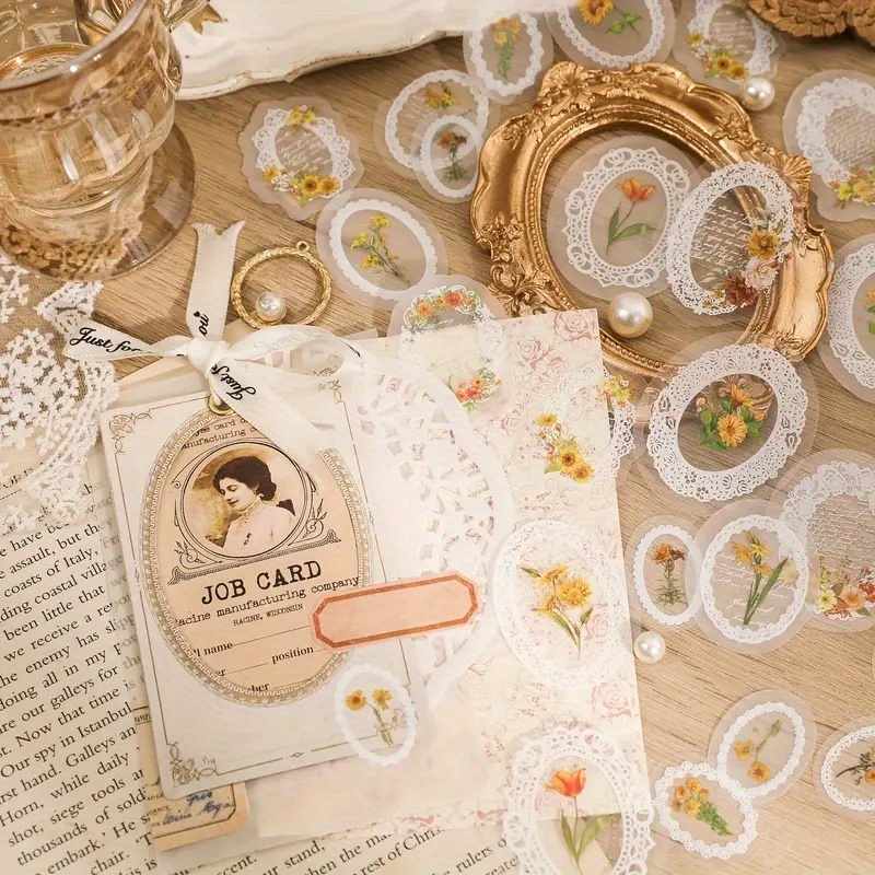 White Lace Stickers Retro Journal Diary Frame - Temu