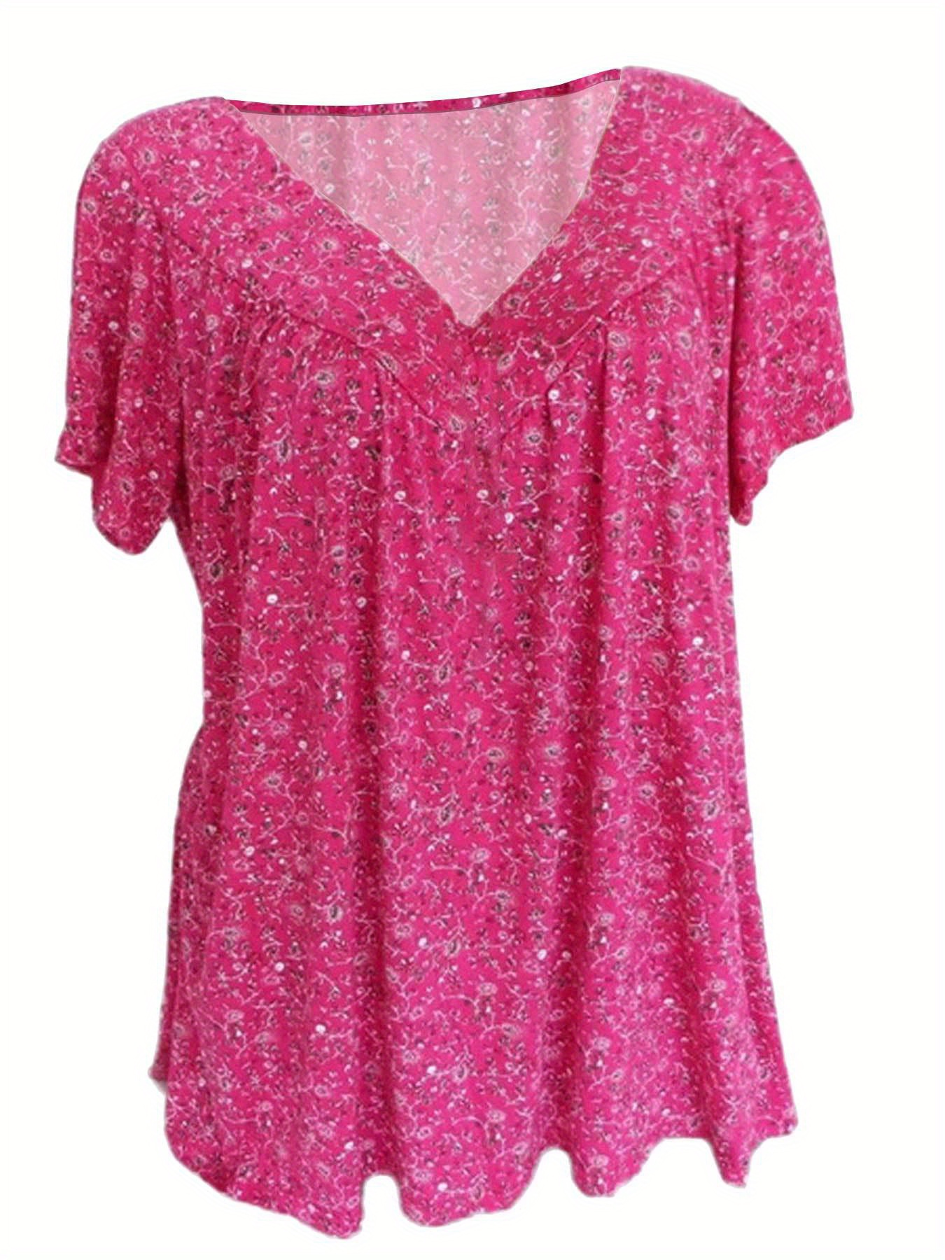 Plus Sizes Boho T Shirt Womens Plus Ditsy Floral Print Temu