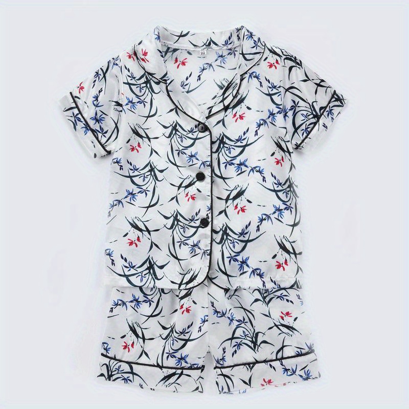 Kids Satin Pajamas Sets Girls Boys Button Pjs Short Sleeve - Temu