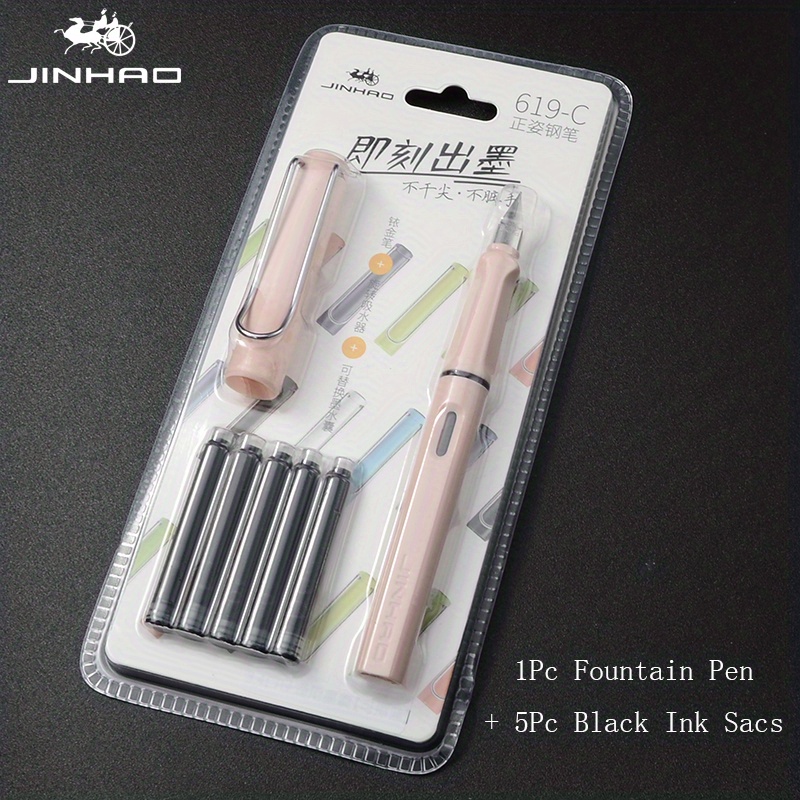 Fountain Pen Set Black Ink Jinhao 619 Ink Pen School Student - Temu New ...