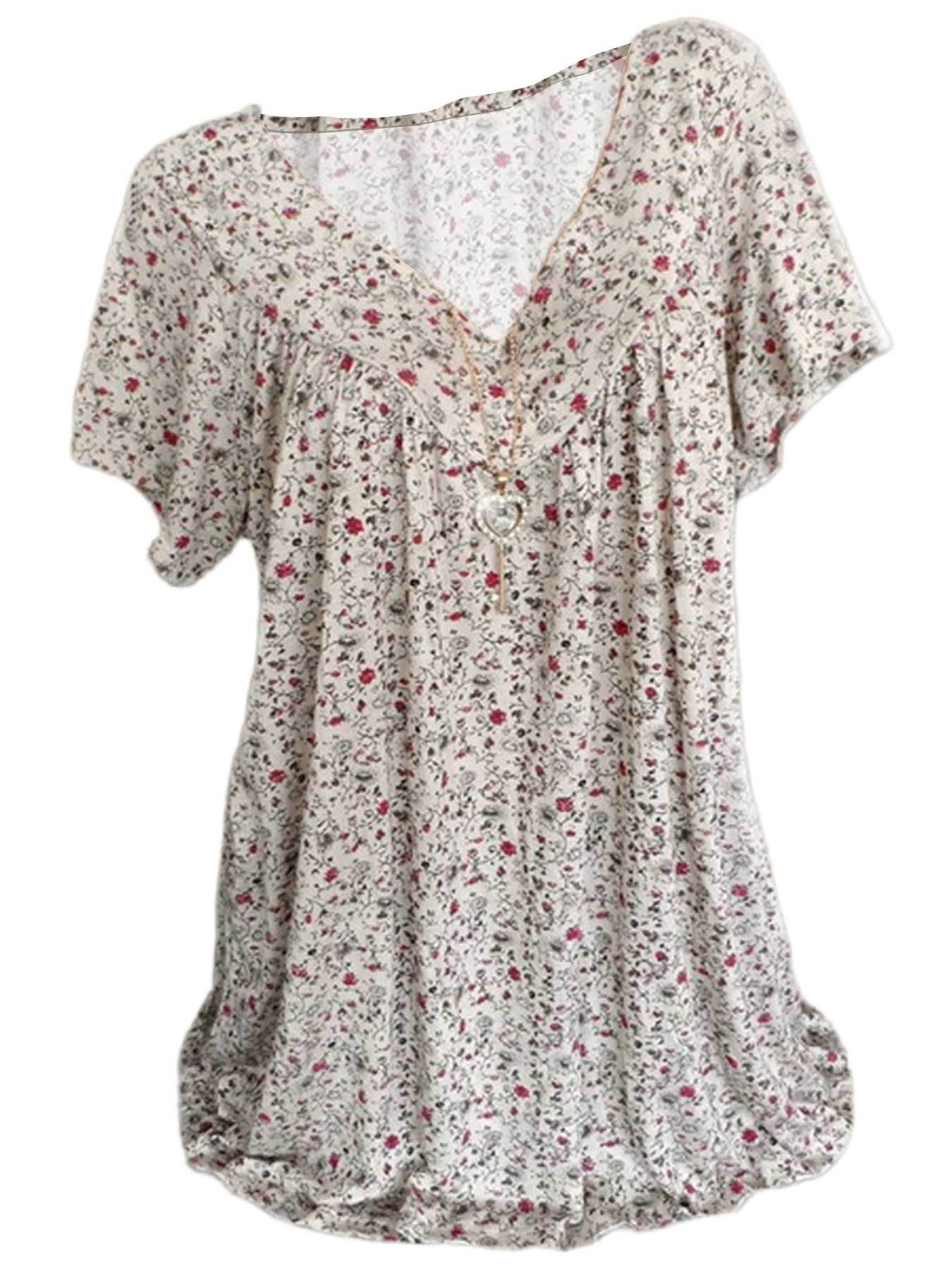Plus Sizes Boho T Shirt Womens Plus Ditsy Floral Print Temu