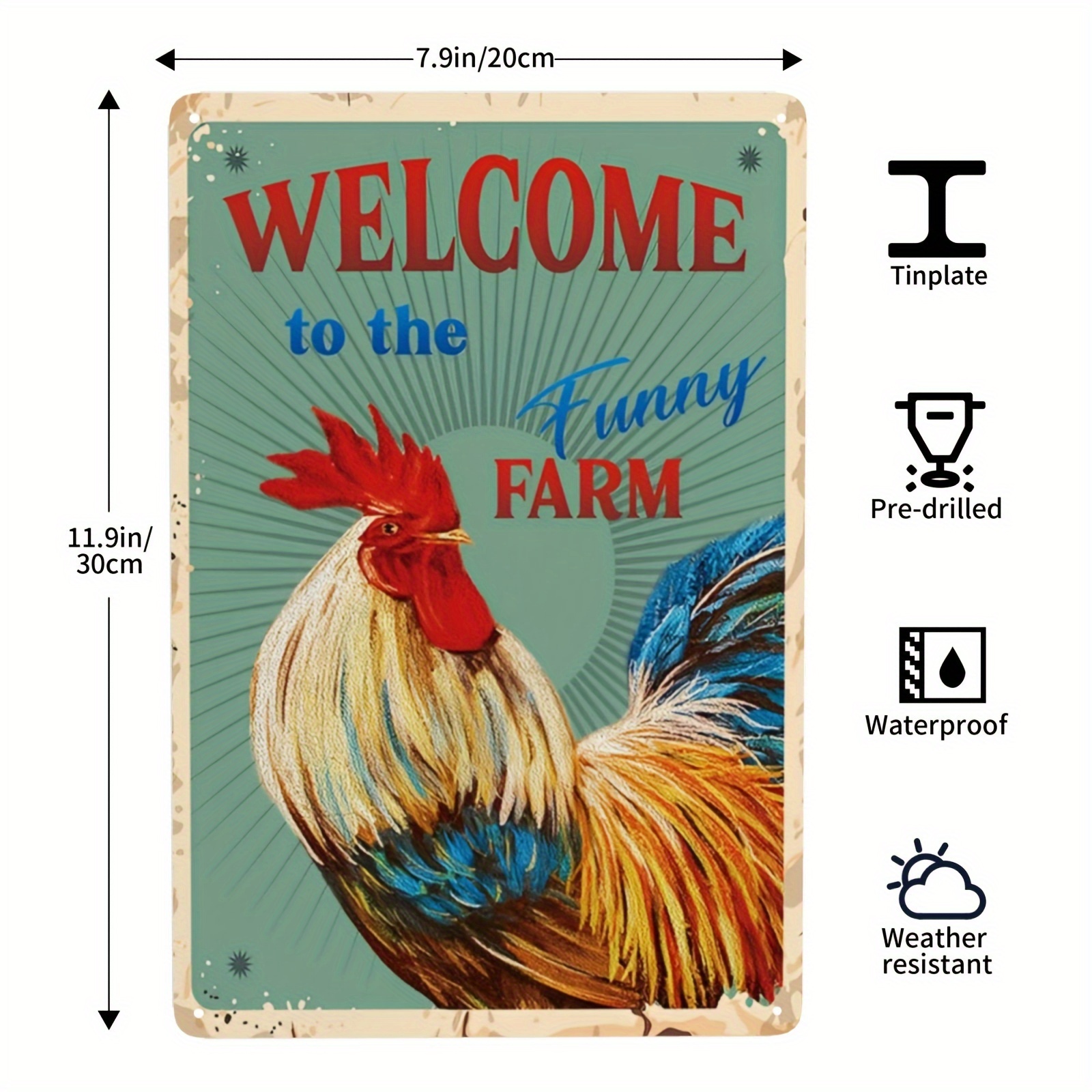 1pc Wall Decals Vintage Goat Chicken Animals Tin Metal Sign Wall Art ...