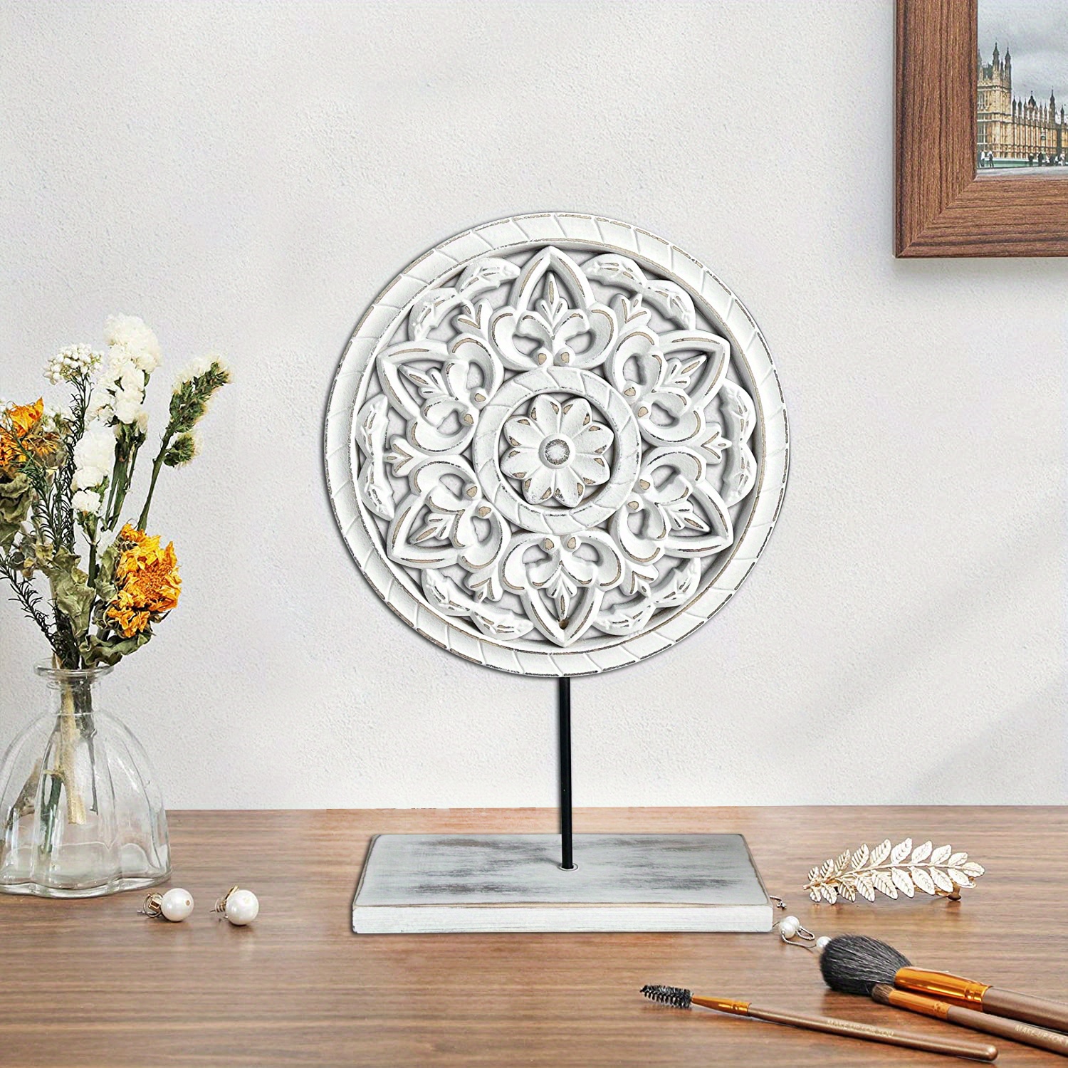 Wooden Round Carved Openwork Medallion Sculpture Rustic - Temu Germany