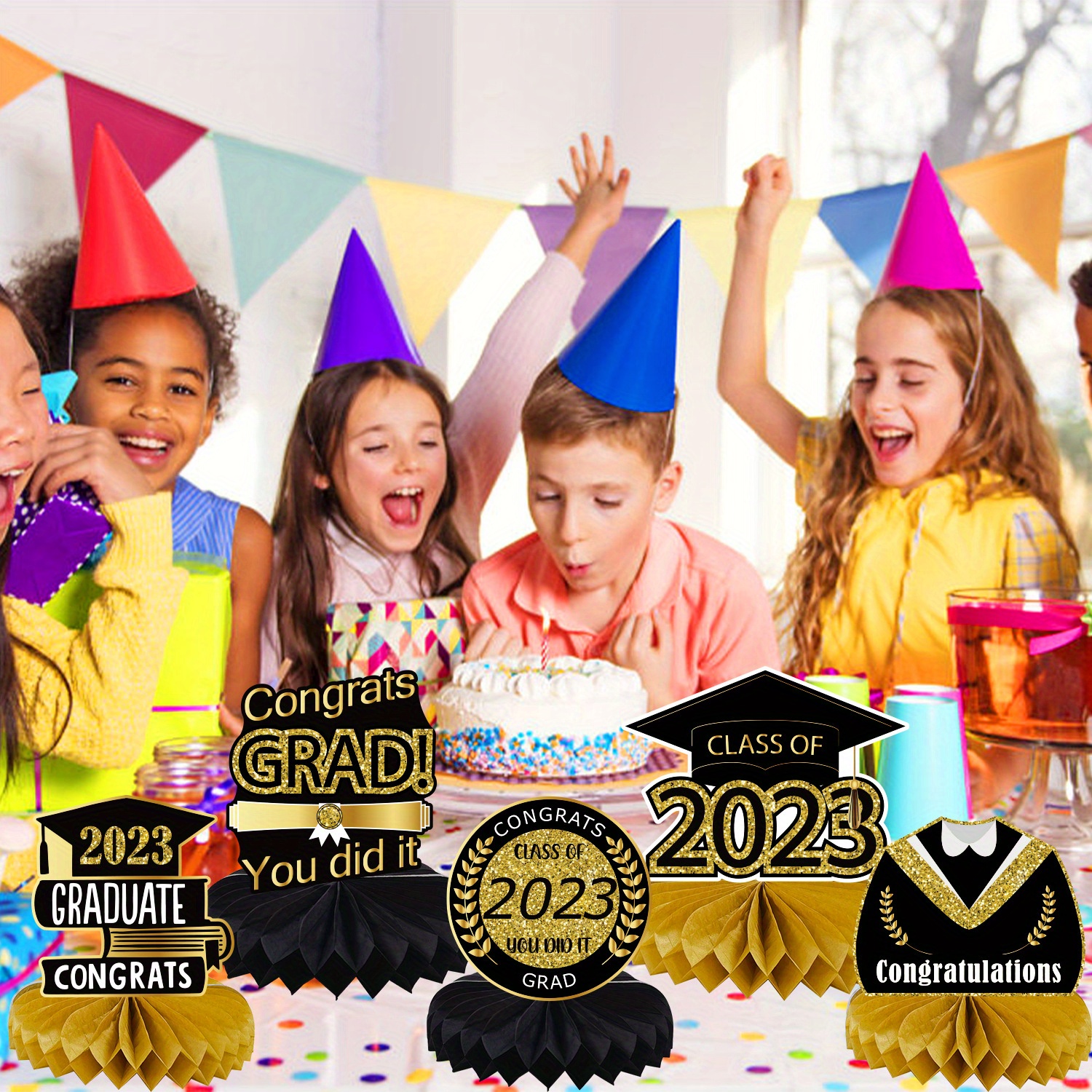 세트 졸업 파티 장식 2023 졸업 테이블 장식 축하 졸업 벌집 테이블 장식 졸업 파티 용품 졸업 시즌 파티 Temu