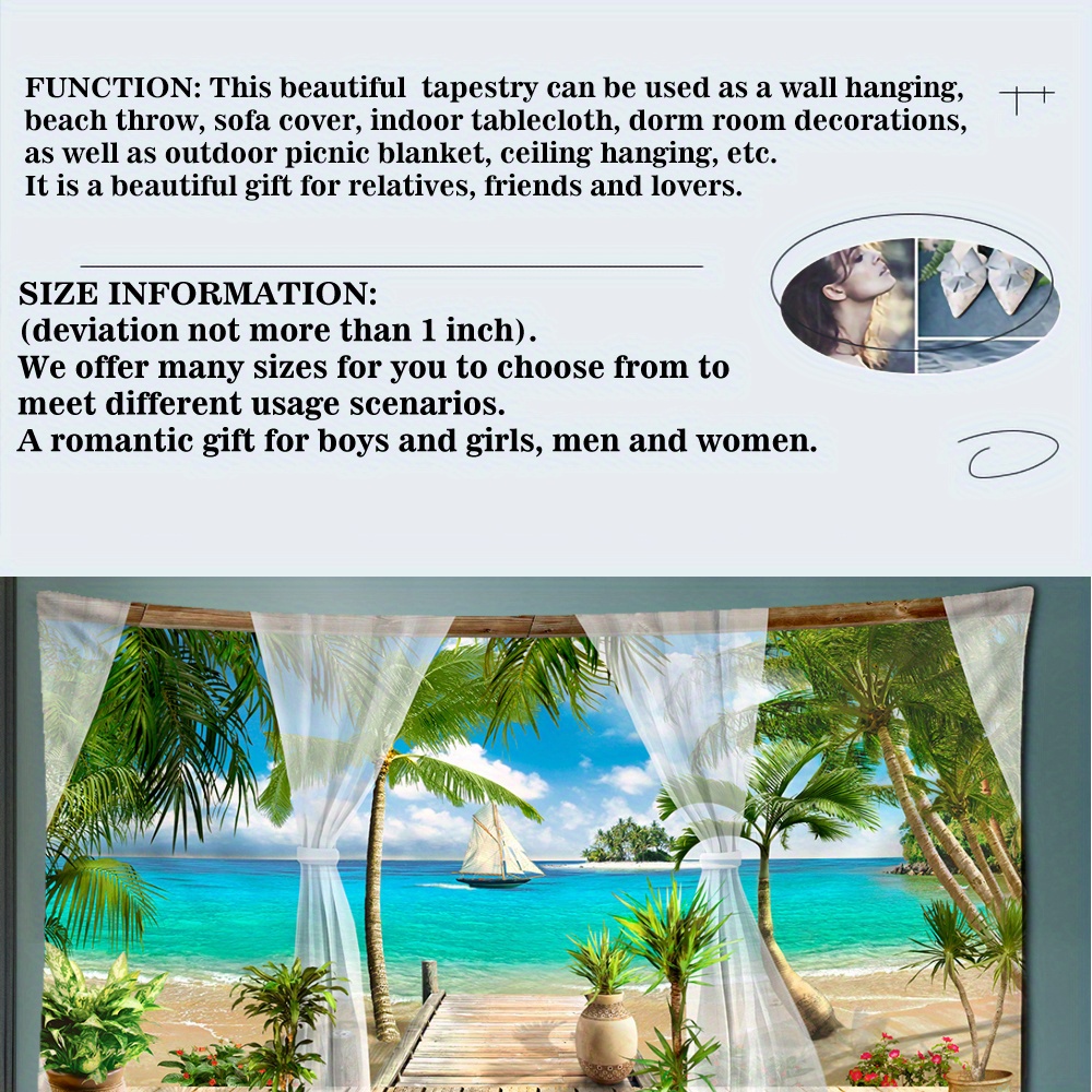 Tropical Seaside Path Tapestry Living Room Bedroom Wall - Temu United ...
