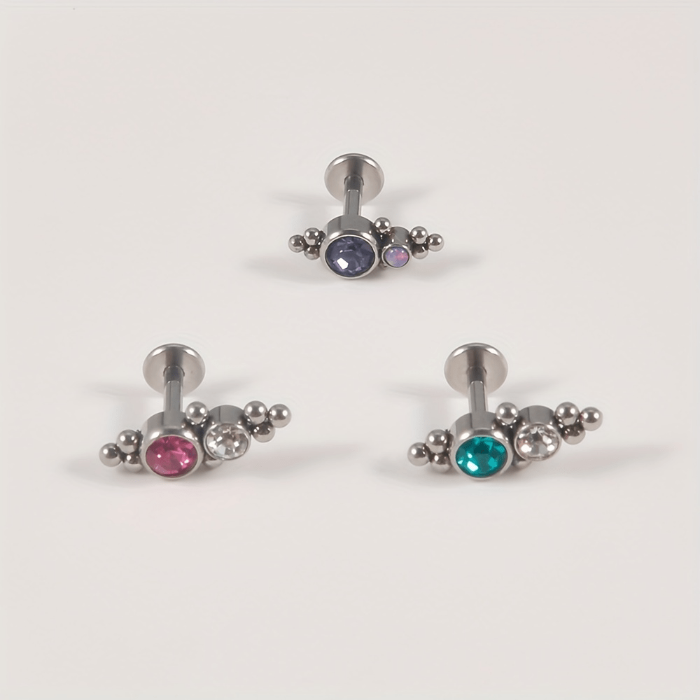 Stainless Steel Lip Stud Cartilage Piercing Jewelry Inlaid - Temu Australia