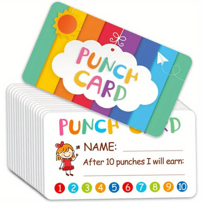 50pcs Punch Cards Reward Cards Classroom Student Home Behavior ...