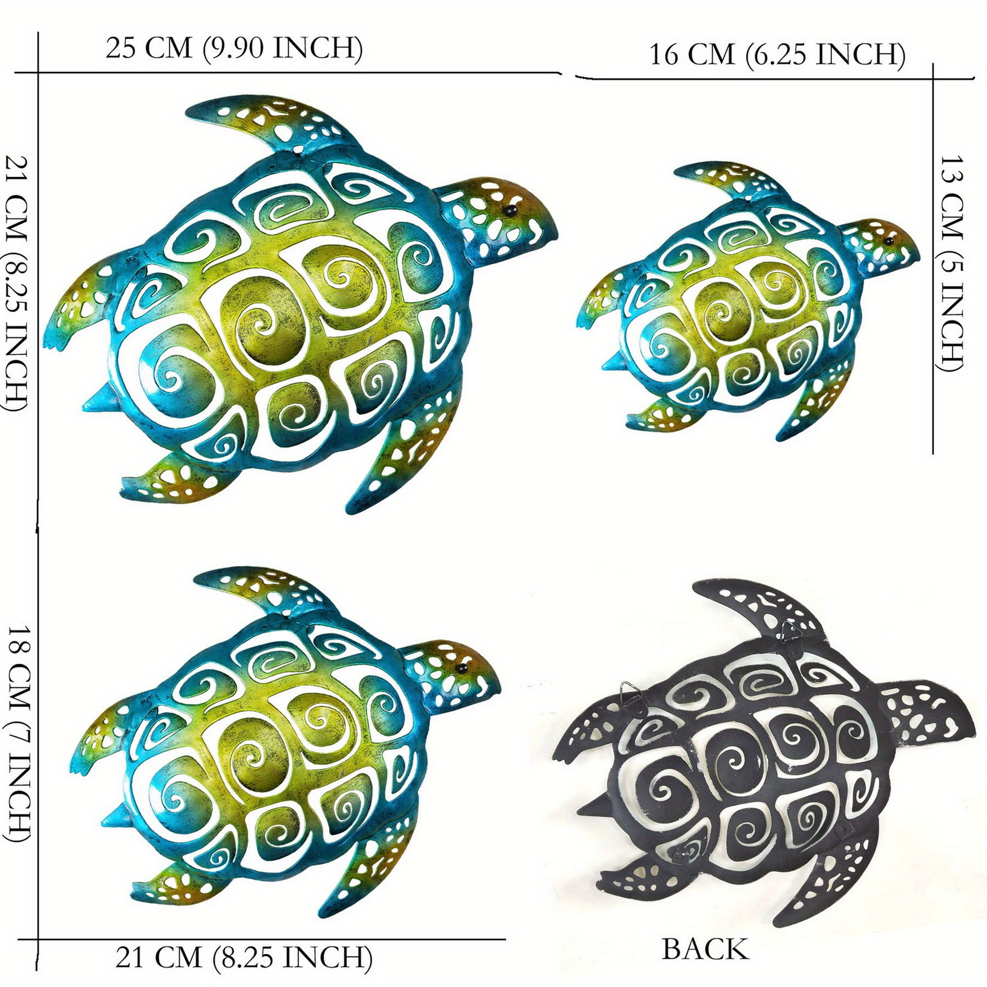 Metal Sea Turtle Statue Plaque Sculpture Hanging Indoor - Temu
