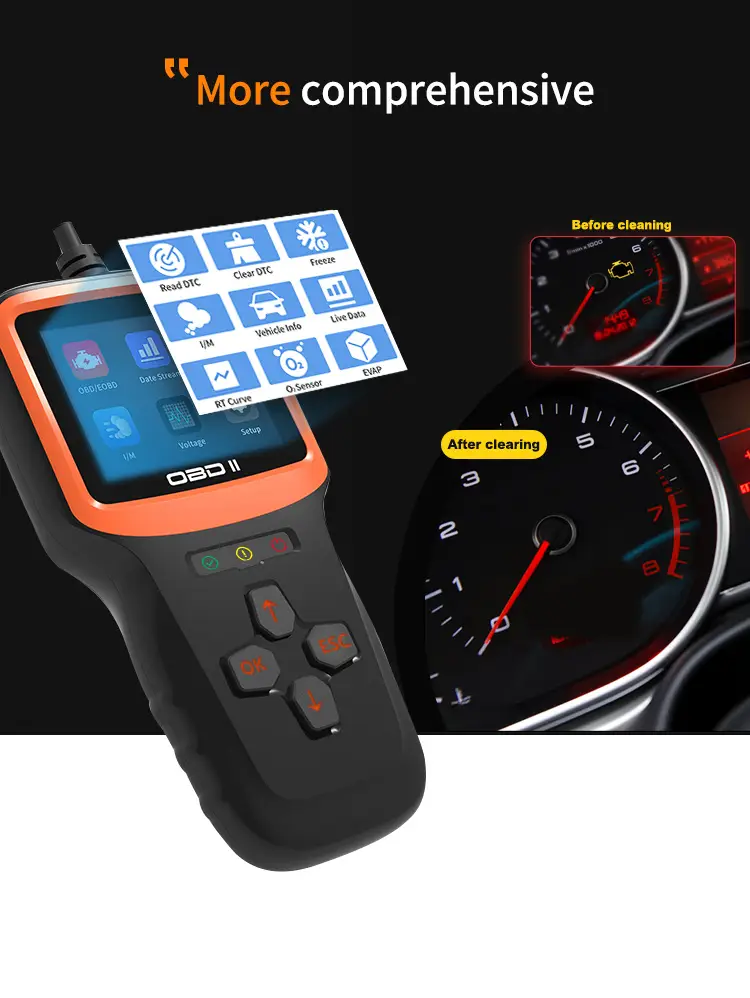 Obd2 스캐너 자동 검사 자동차 엔진 지우기 오류 코드 리더 자동차 진단 스캔 테스터 도구 키트 컬러 스크 Temu