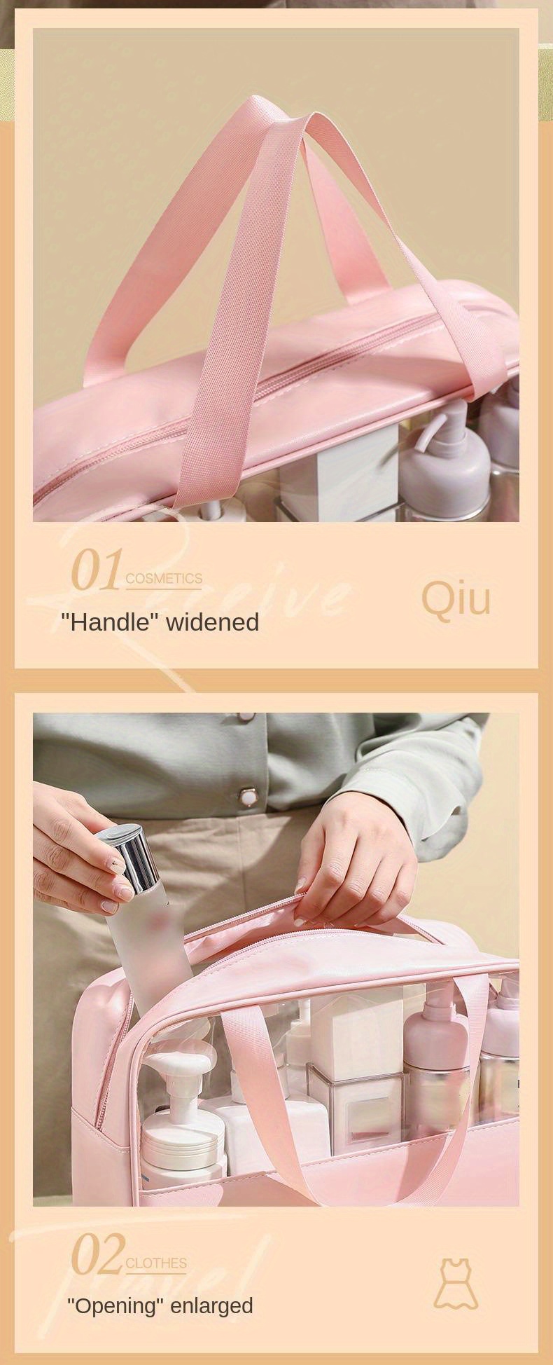 Portable Transparent Cosmetics Bag Large Capacity Waterproof - Temu Canada