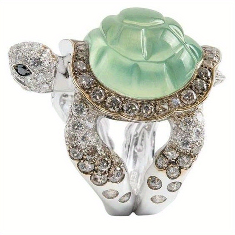 fashion luxurious silvery ring green gemstone jewelry - Temu Australia