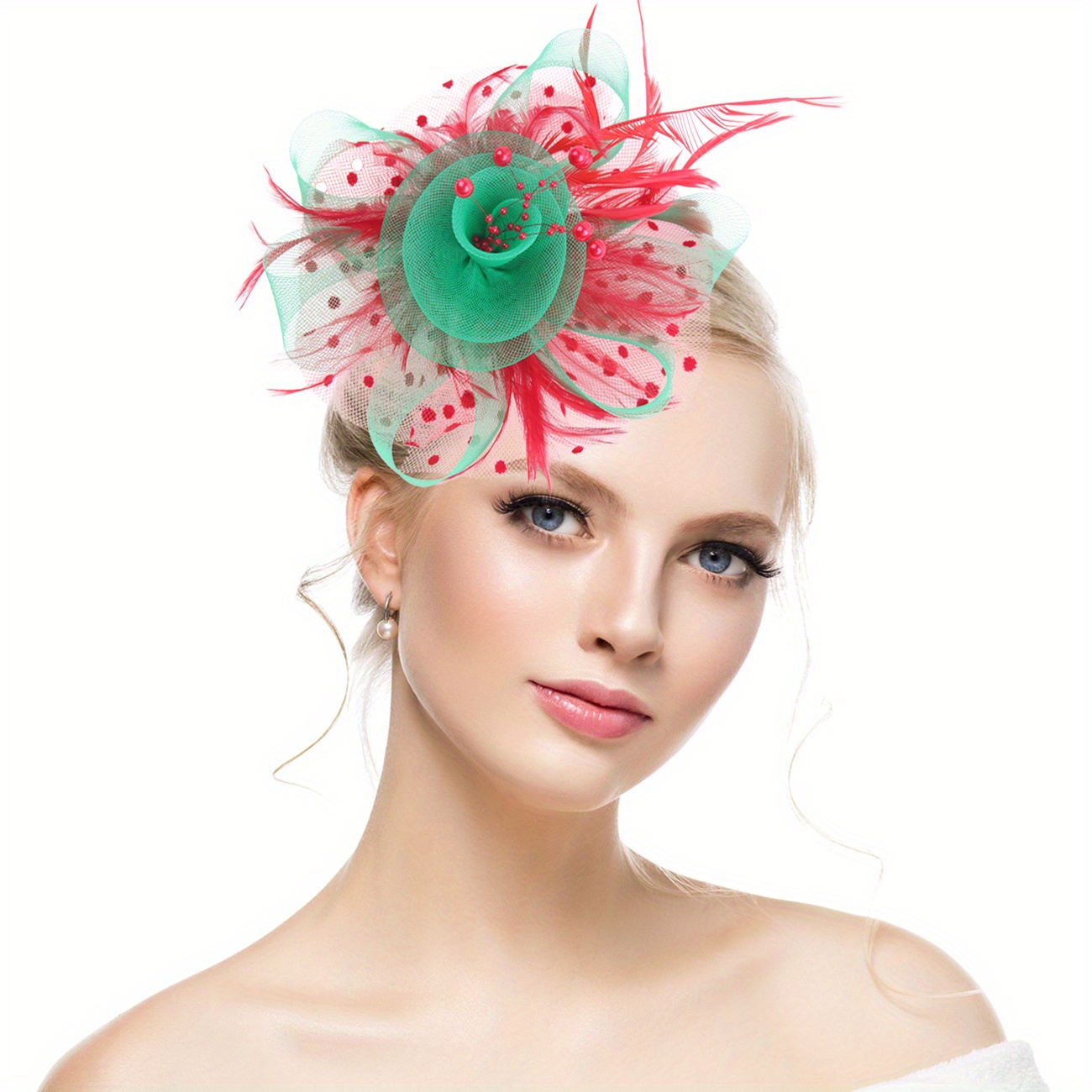 Black Mesh Flower Head Piece With Clip Faux Feather Fascinator For Festival And Paries | Shop ...