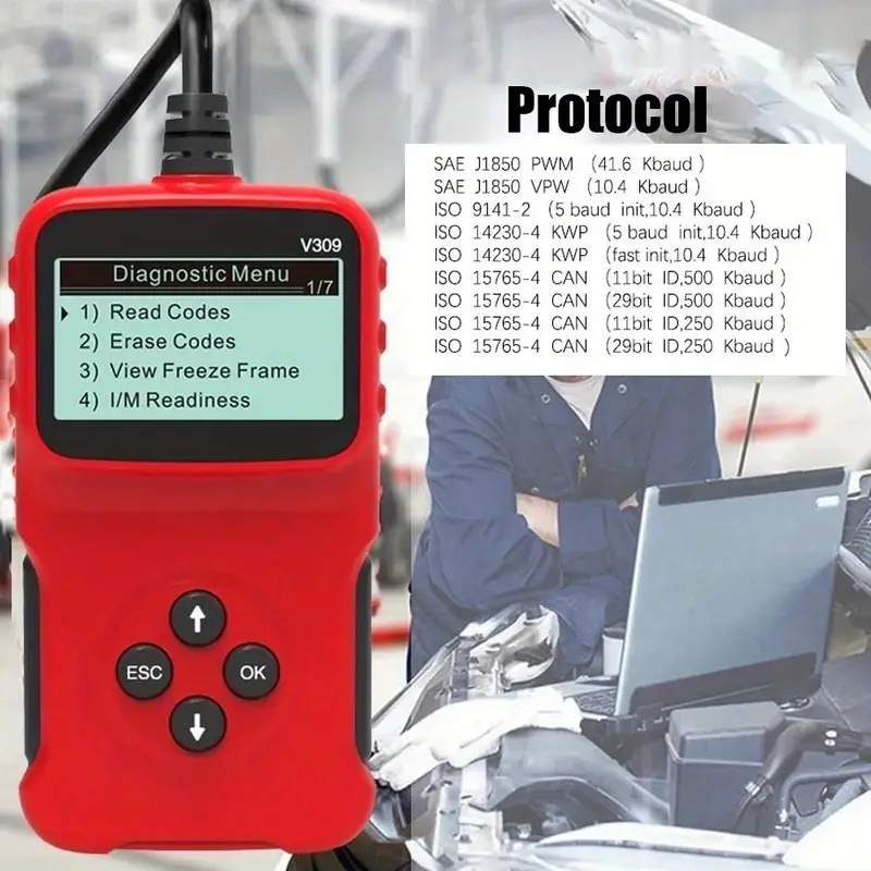 Obd2 스캐너 자동 검사 자동차 엔진 지우기 오류 코드 리더 자동차 진단 스캔 테스터 도구 키트 컬러 스크린 자동차