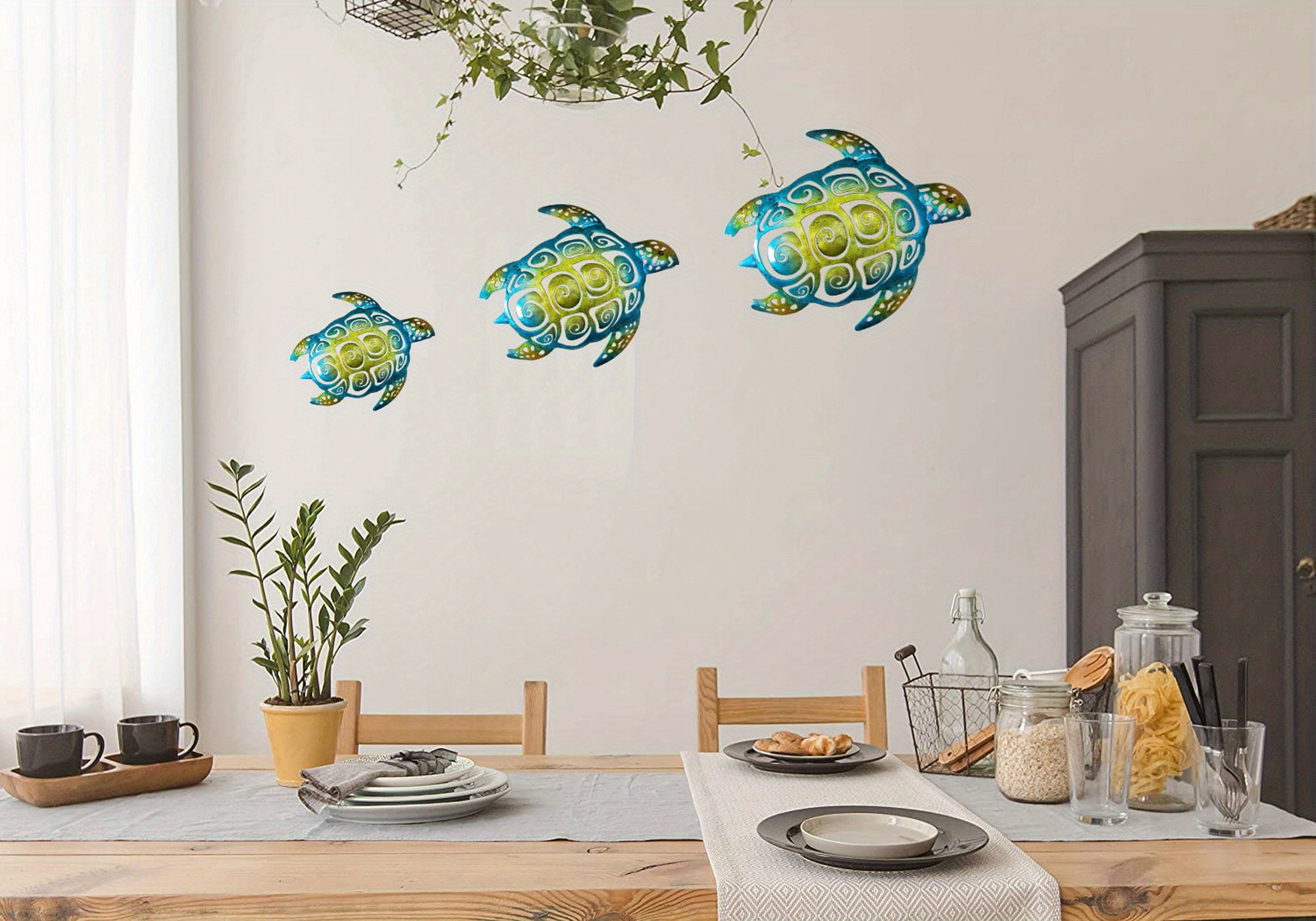 Metal Sea Turtle Statue Plaque Sculpture Hanging Indoor - Temu