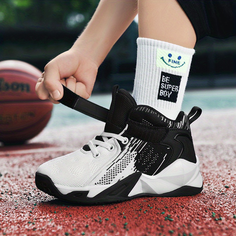 Kids Boys Basketball Shoes With Hook And Loop Fastener Lightweight ...