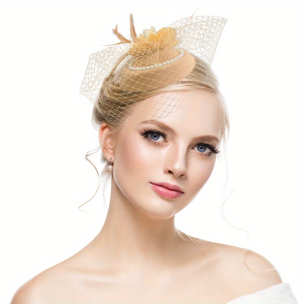 mesh floral hat feather head piece - Temu Australia