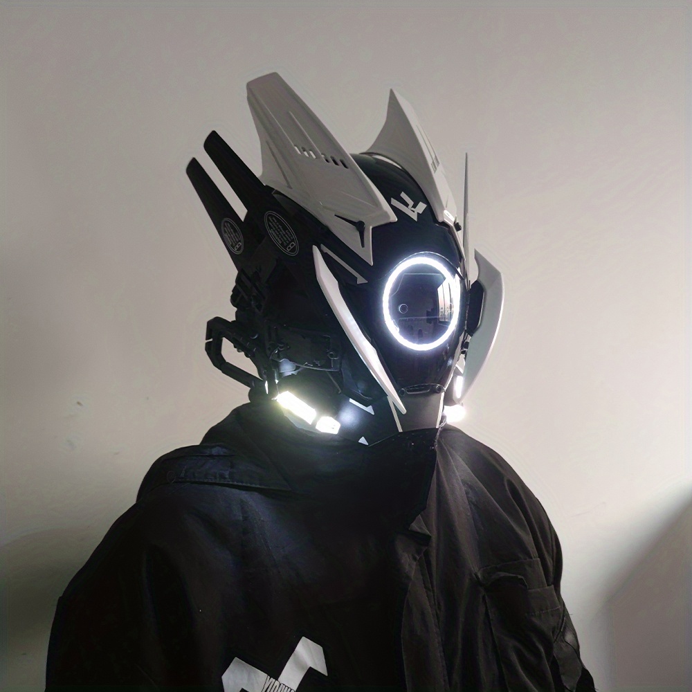 Fashion Round White Led Light Punk Mask Cool Triangle Wing Wind Blade ...